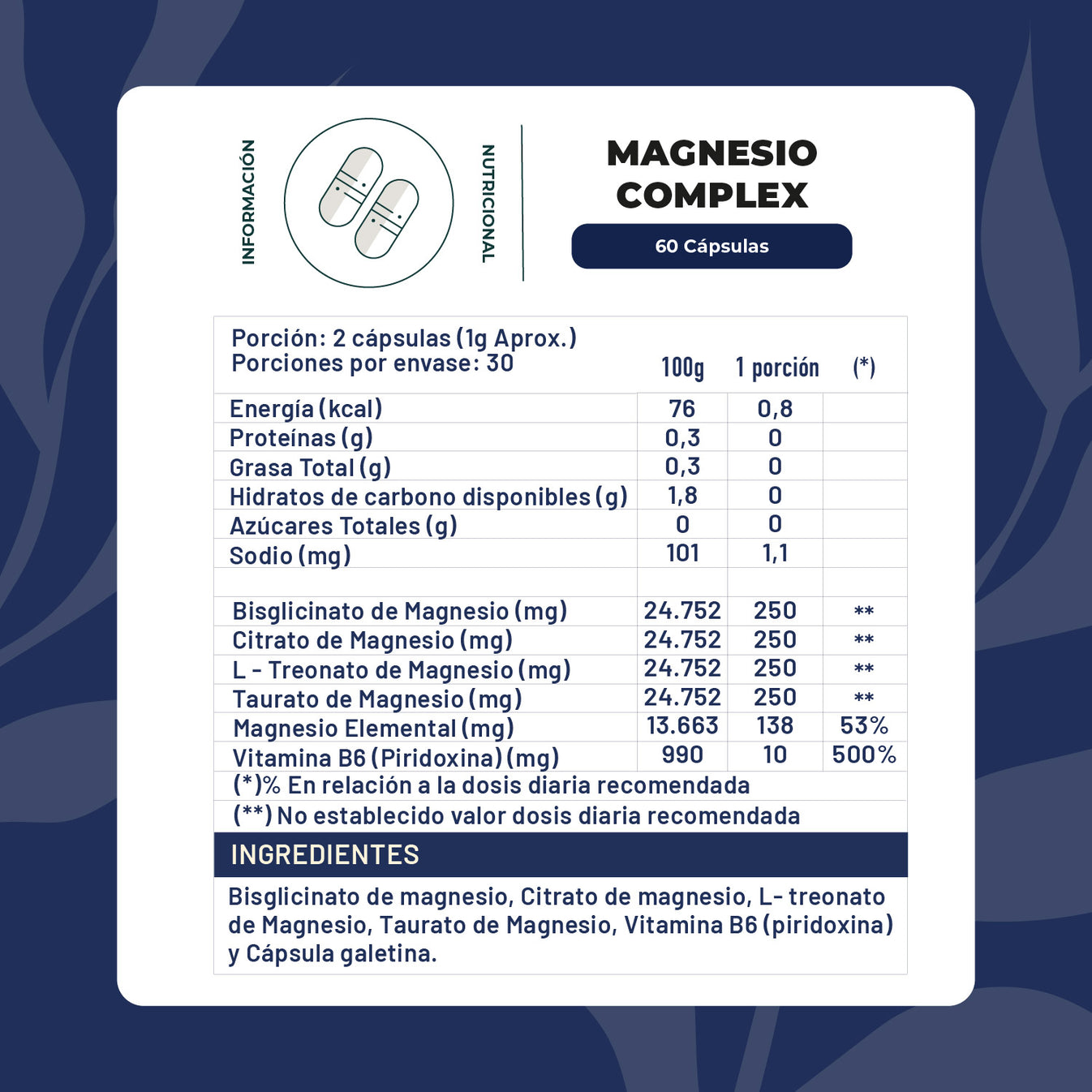 Magnesio Complex 60 Cápsulas